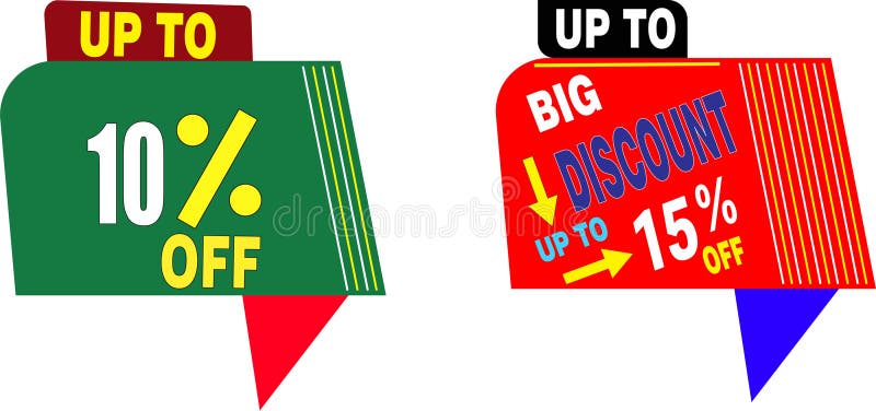 Up To 10 and 15 Off Big Discount Red Green Vector Sale Label Design for ...