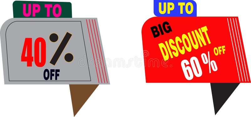 Up To 40 and 60 Off Grey Red Discount Label Vector Design for Clearance ...