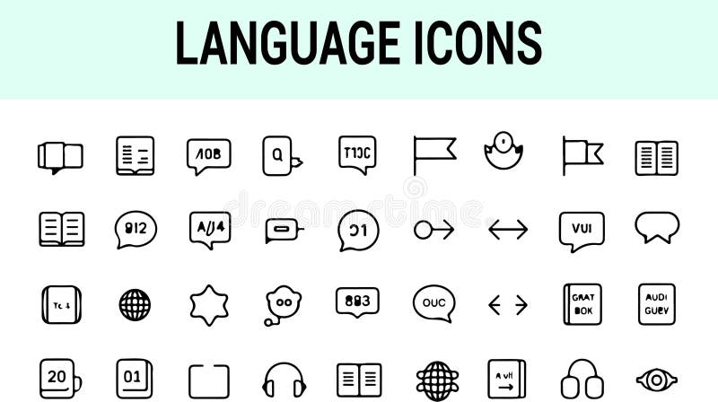 Language Icons Set stock illustration. Illustration of learning - 394281014