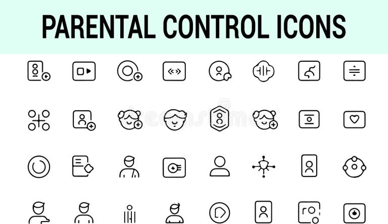 Parental Control Icons stock illustration. Illustration of cartoon ...