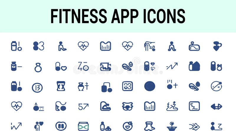 Fitness App Icon Set stock illustration. Illustration of heart - 394281035