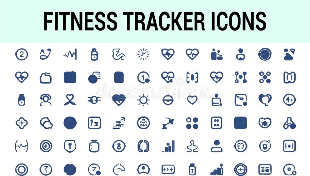 Fitness Tracker Icon Set stock illustration. Illustration of ...