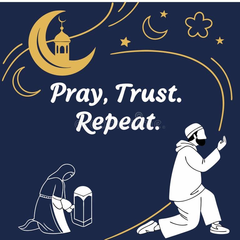 Pray. Trust. Repeat.Typography Design Stock Illustration - Illustration ...