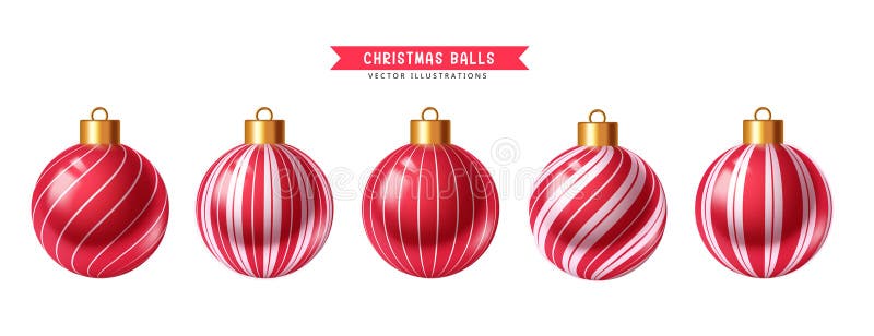 Printed and Pattern Red Baubles Vector Set Element Design Collection ...
