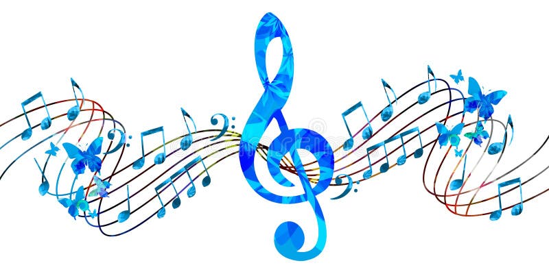 Music Notes Background. Colorful G-clef and Music Notes Isolated Vector ...