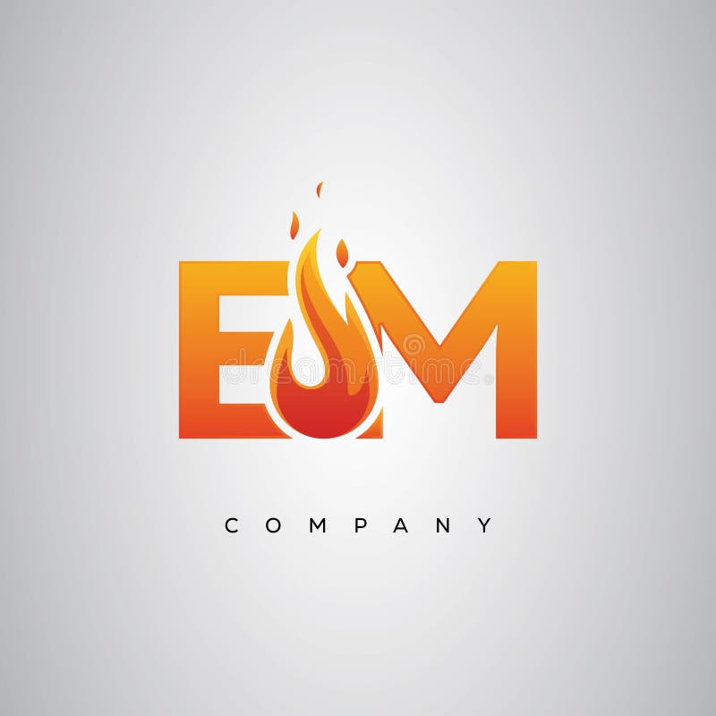 EM Creative Fire Letter Logo Design Stock Illustration - Illustration ...