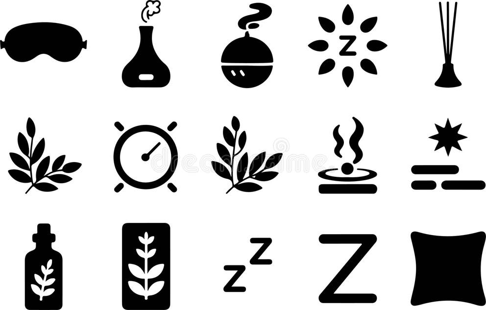 Relaxation and Aromatherapy Icons Collection Stock Illustration ...