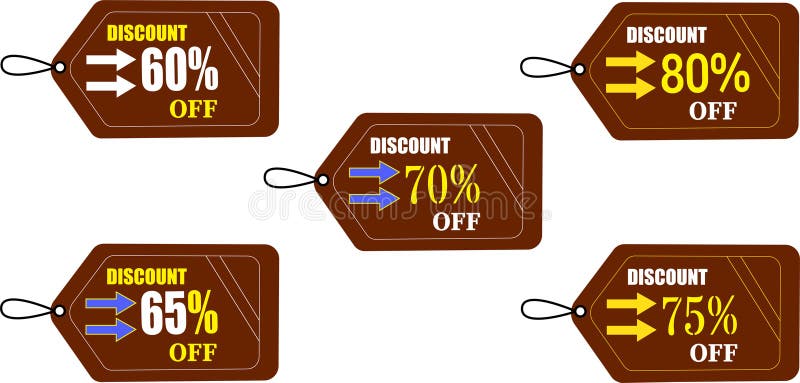 Premium Quality Discount Labels Vector Set with 60 To 80 Off and ...