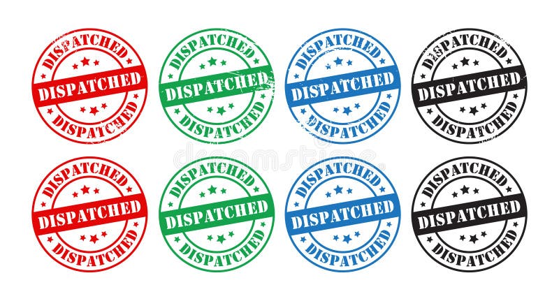 Dispatched Stamp Vector Set. Dispatched Badge Stamp Vector Collection ...