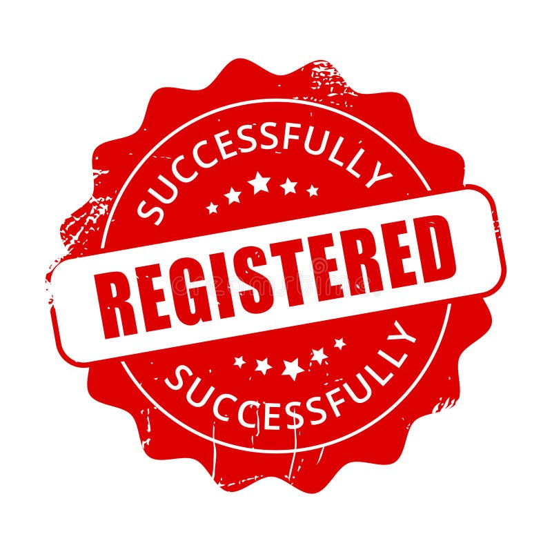 SUCCESSFULLY REGISTERED Grunge Red Round Badge Stamp Vector Stock ...