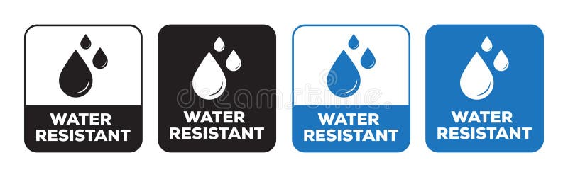 Water Resistant Icon Label Sticker Vector Set. Waterproof Icon Set ...
