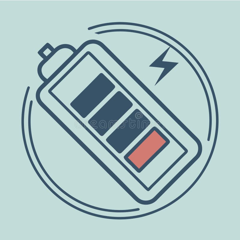 Stylized Battery Icon on a Light Blue Background Stock Illustration ...