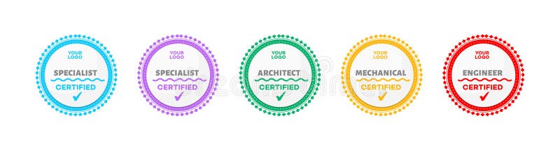 Certified Specialist, Architect, Engineer Mechanical Badges Vector ...