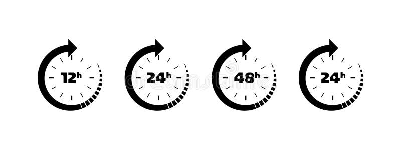12h, 24h, 48h Clock Icons Time Delivery Set Stock Illustration ...
