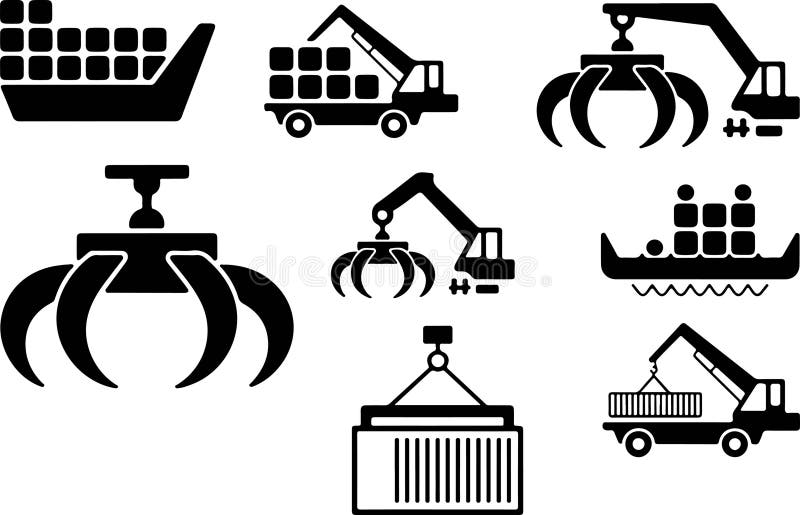 Cargo Handling and Loading Icon Set Stock Illustration - Illustration ...