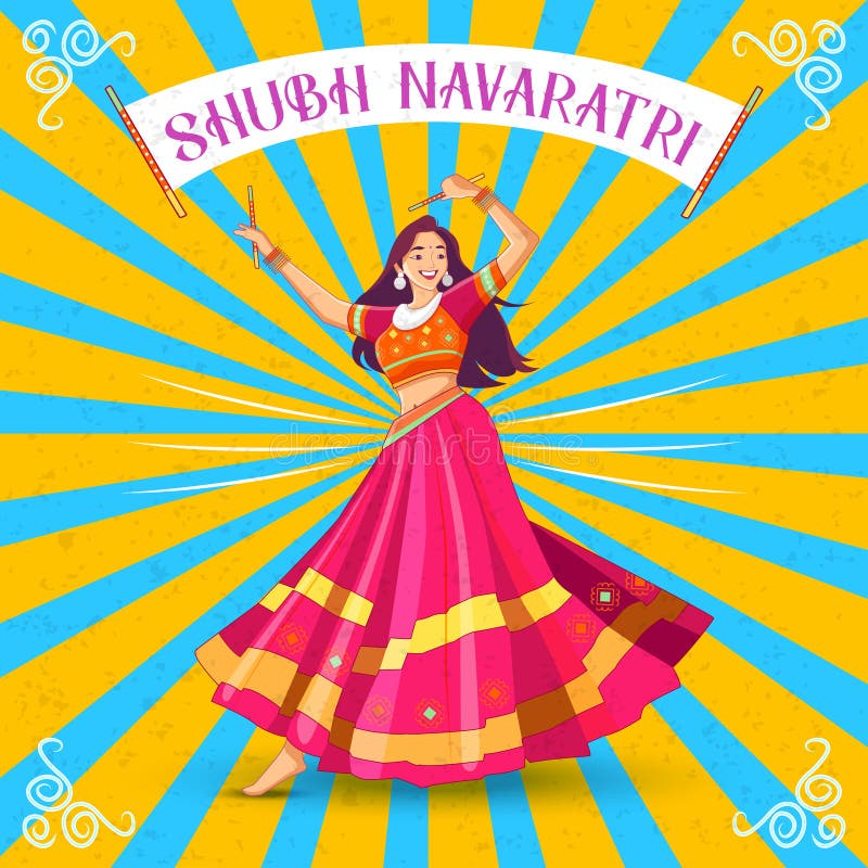 Garba Nights Event Banner with Dancing Women Stock Vector ...