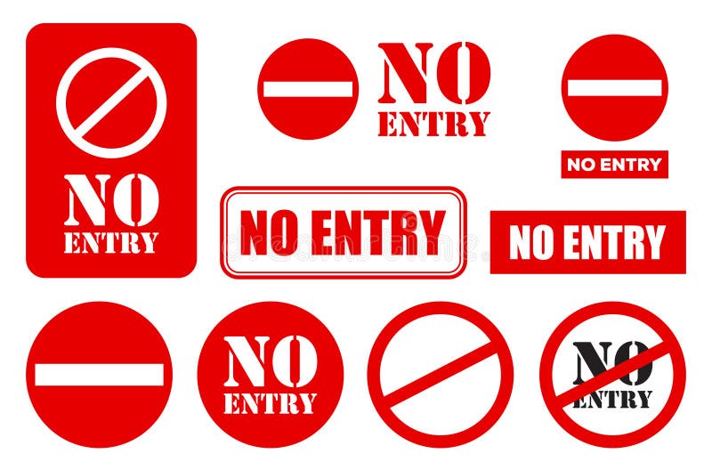 Red No Entry Sign and Stop Sign Vector Icon Set. Stock Vector ...