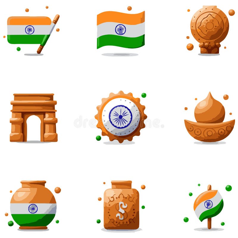 Various Cultural Symbols and Flags Relating To India. Suitable for ...