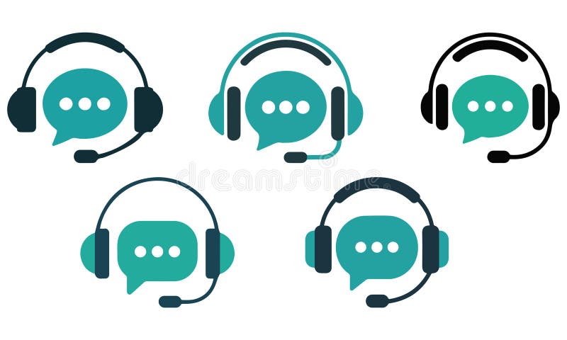 Hotline and Support Service Icon Set with Headset Stock Illustration ...