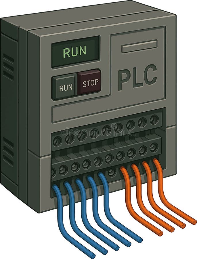 Progeammable Logic Controller Plc Wiring Illustration Stock Vector ...
