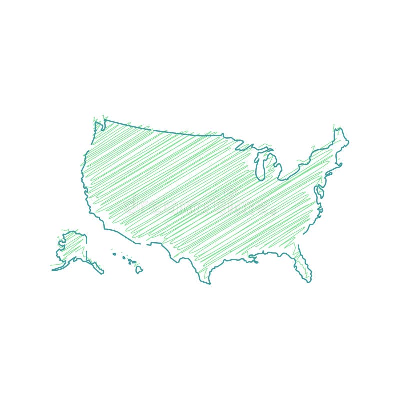 Isolated United States of America Map Icon, Green Scribble USA Stock ...