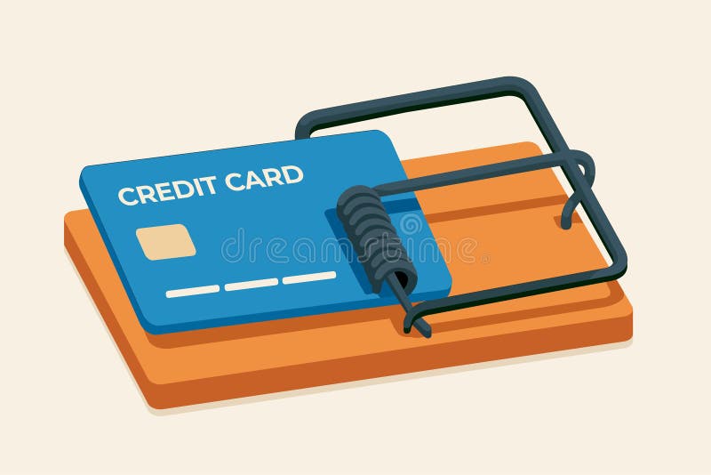 Credit Card Debt Concept with Mousetrap and Blue Card Stock ...