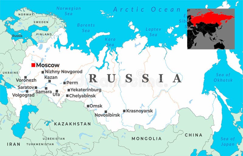 Map Of Russia With Cities And Capitals