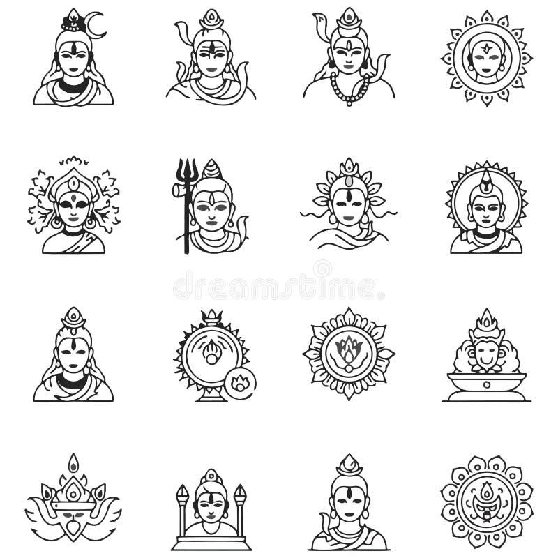 Black and White Line Art of Hindu Deities, Suitable for Religious ...