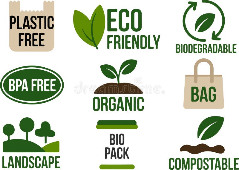 Eco-Friendly Packaging and Sustainability Icons Vector Set for Green ...