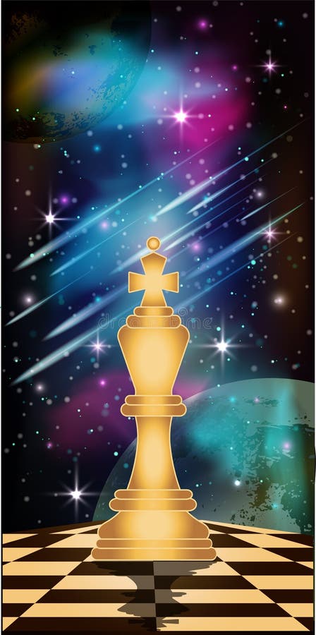 White Chess King on Night Starry Sky Chessboard , Vector Stock Vector ...
