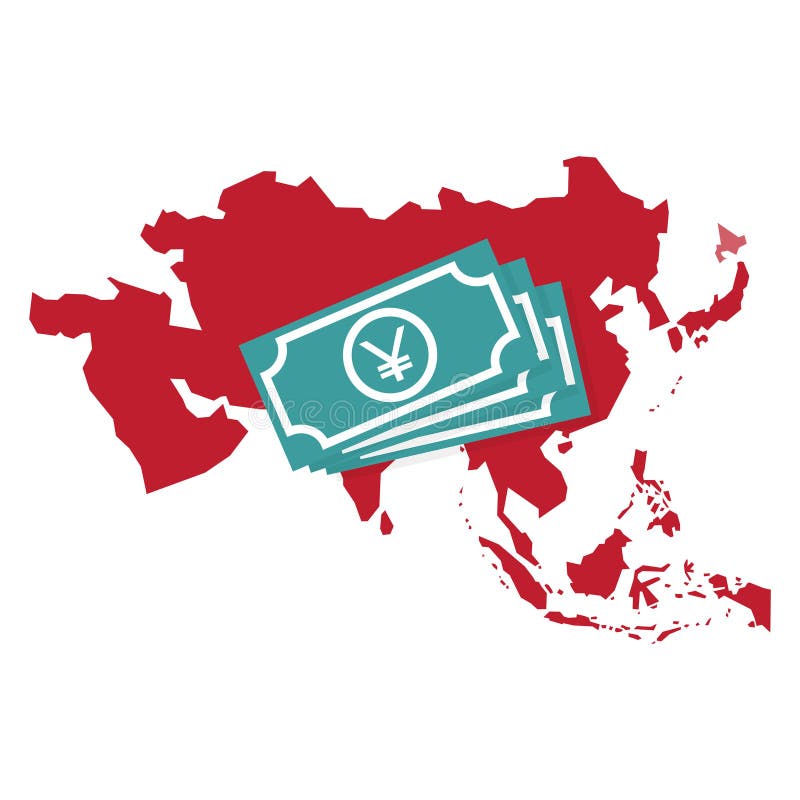 Isolated Illustration of Money with Asia Map Stock Vector ...