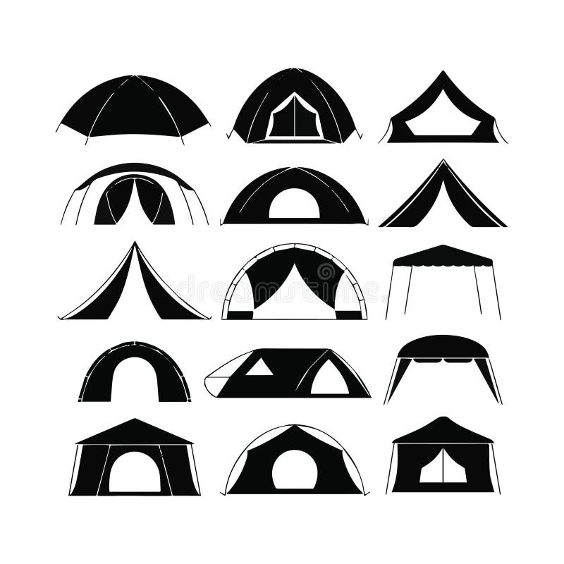 Tent Types Silhouette Collection Stock Illustration - Illustration of ...