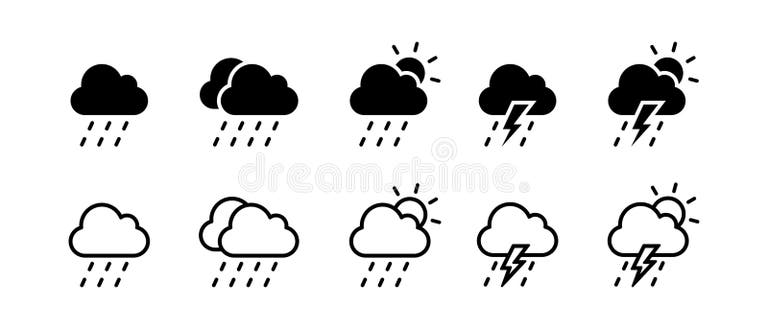Rain Icon Set. Cloud Rain Icon. Moderate Rain, Heavy Rain, Snow Icons ...