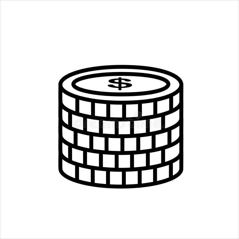 Icon Pile of Coin Dollars Outline Style Vector Stock Vector ...
