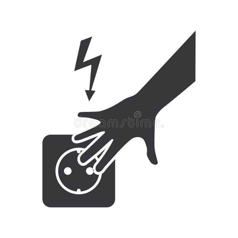 Isolated Pictogram of Hand Touching Electric Socket Icon Stock Vector ...