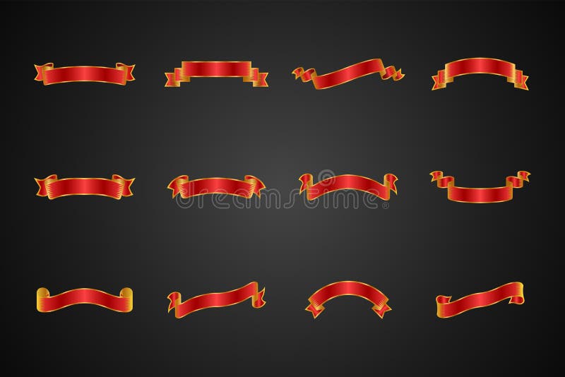 Red and Gold Ribbon Banner Collection for Elegant and Festive Designs ...