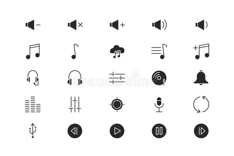 Solid Social Media User Interface Icon Set Collection Stock Vector - Illustration of horizontal ...