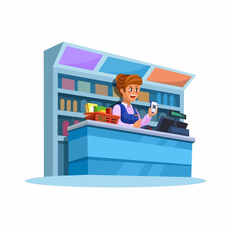 Grocery Store Cashier Top Stock Illustrations – 14 Grocery Store ...