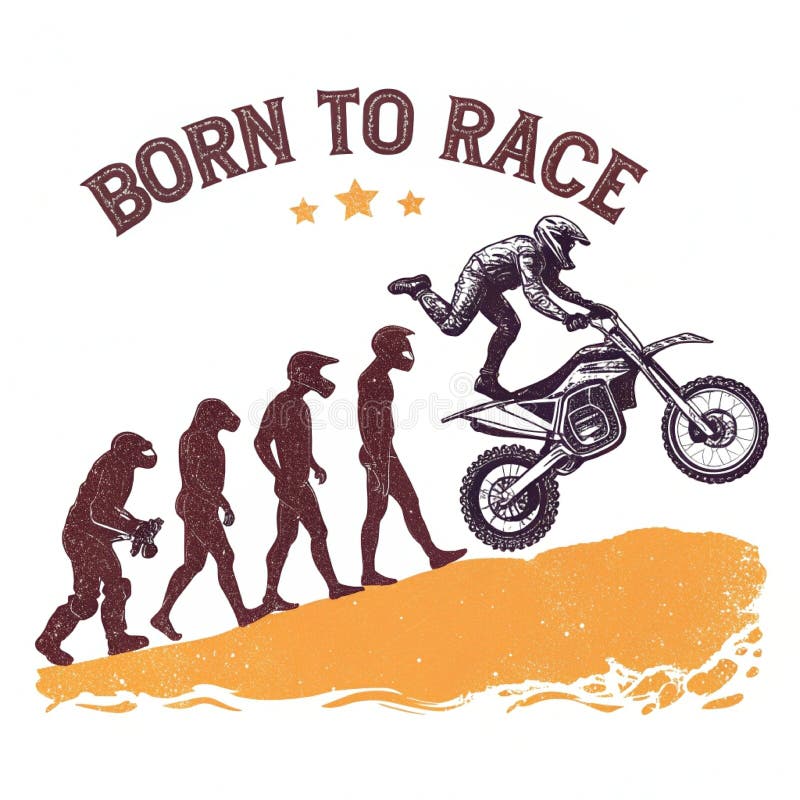 Evolution of Motocross Rider Born To Race Illustration Design Stock ...