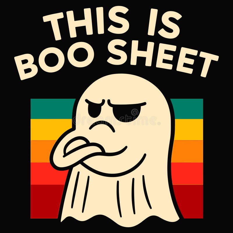 This is Boo Sheet Angry Ghost Halloween Pun Retro Colorful Funny Quote ...