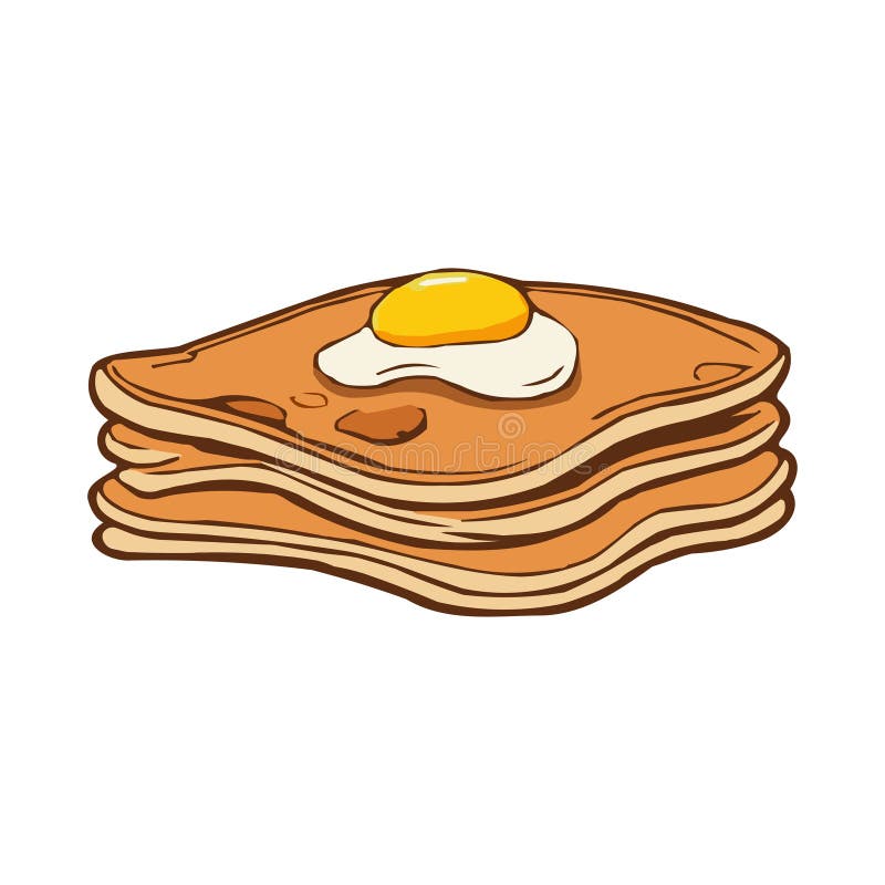 Stack of Pancakes with Sunny-Side Up Egg Vector Art Stock Vector - Illustration of isolated ...