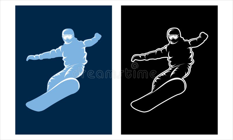 Snowboarding Man Silhouette Outline Vector Stock Illustration ...