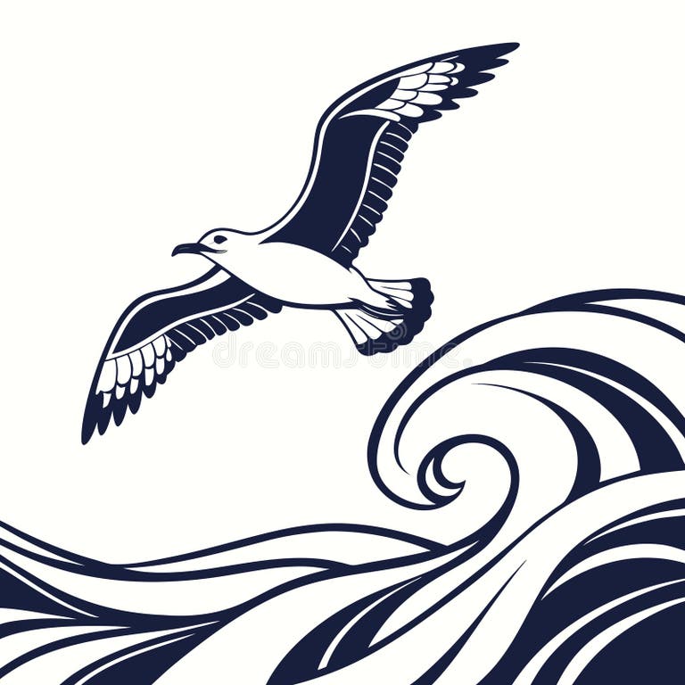 Stylized Illustration of a Seagull Stock Illustration - Illustration of ...