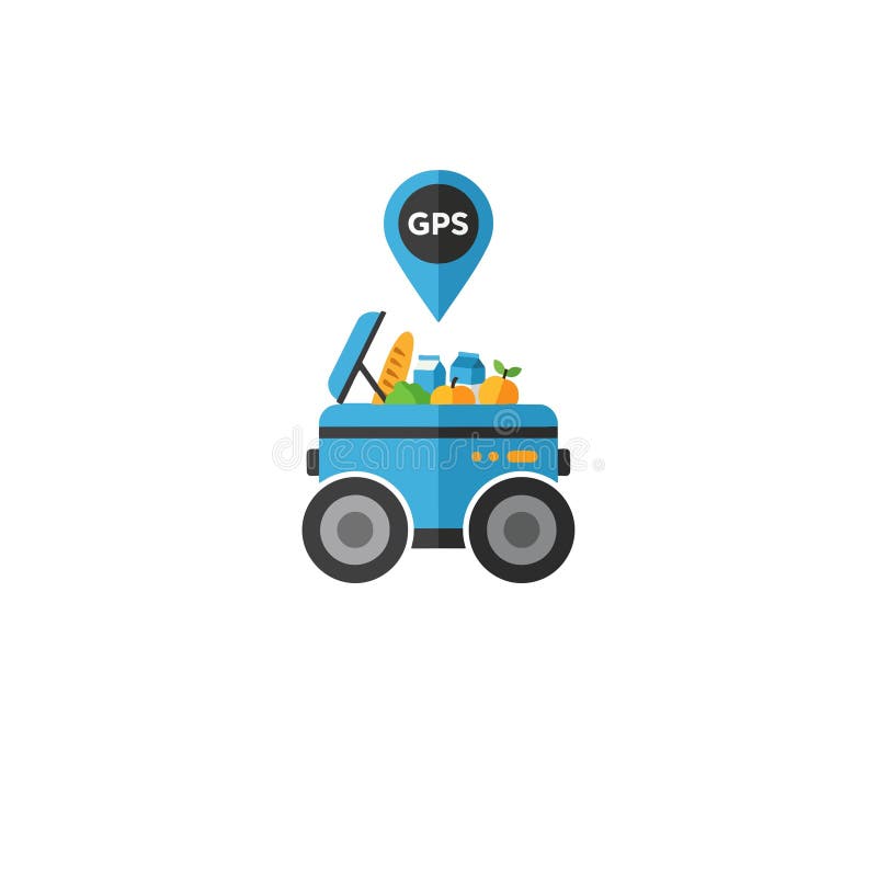 Autonomous Grocery Delivery Robot with GPS Tracking Stock Illustration ...