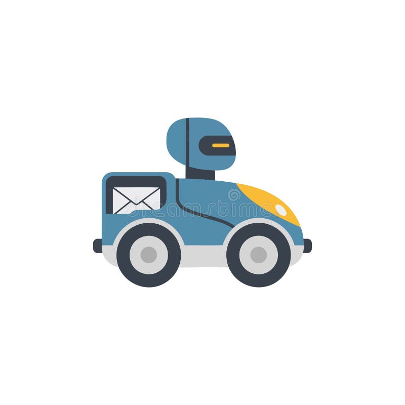 Robot Mail Delivery Car: Futuristic Postal Service Illustration Stock ...