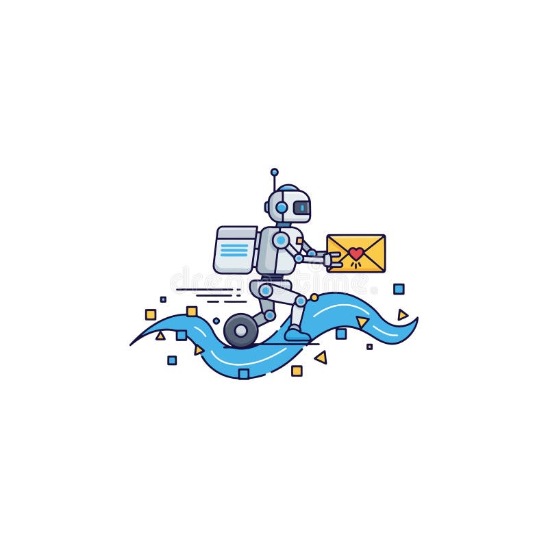 Fast Robot Delivery Service: AI Mail Courier Stock Vector ...