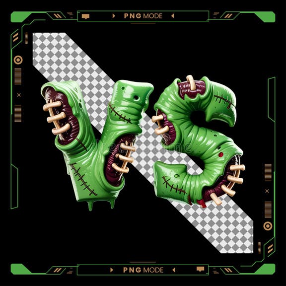 3d Zombie Skin Style Vs Icon with Stitches, Horror Theme Versus Badge ...