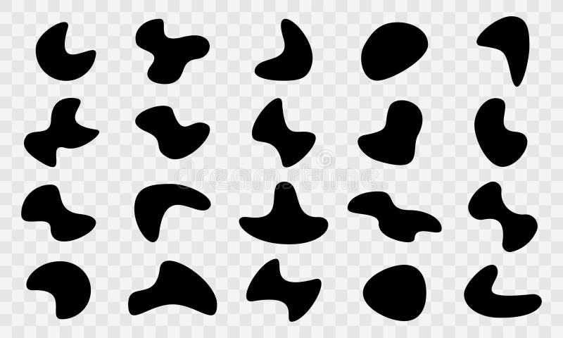 Abstract Collection with Black Random Shapes. Random Blotchy, Stain or ...