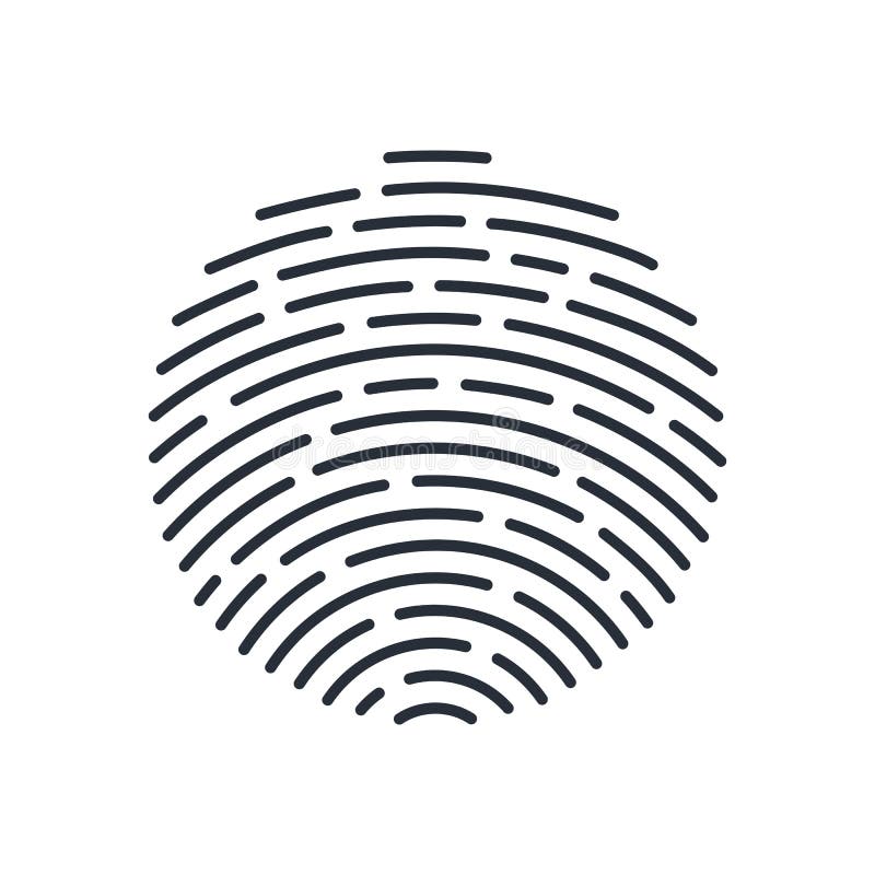 Vector Round Icon Fingerprint Symbol of Finger in Line Art Design on ...