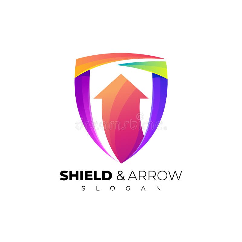 Abstract Shield Logo and Arrow Design Colorful, 3d Style Stock Vector ...